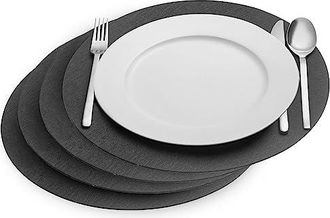 Westmark Tischsets Cozy - Set aus 4 runden Platzdeckchen, edles Platzset als Tischunterlage, f&uuml;r Esstisch Zuhause oder Gastronomie - Polyester, &Oslash; 35 cm, Anthra