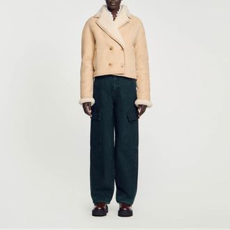 Sandro Manteau court peau lain&eacute;e