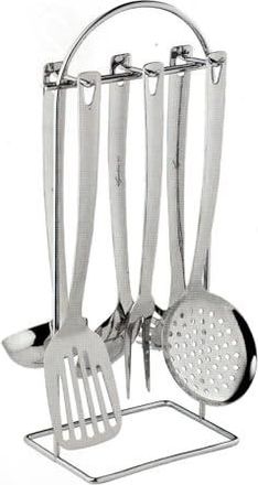 Lagostina Grancucina Louches porte-outils avec 6 accessoires en acier inoxydable, avec support