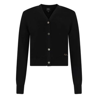 A.P.C. A.p.c., Femme, Pulls, Noir, Taille: 38 FR Cardigan Court en Coton