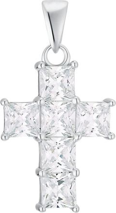 Amor Motivanhänger 925 Sterling Silber Damen Anhänger, mit Zirkonia synth, 2,6 cm, Silber, Kreuz, Kommt in Schmuck Geschenk Box, 9175192