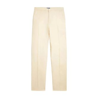 Ralph Lauren Femme, Pantalons, Beige, Taille: 38 FR Pantalon en Lin Beige Coupe Droite