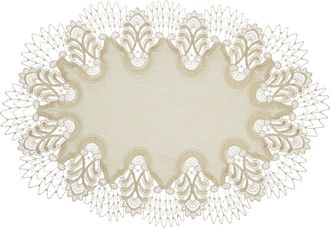Plauener Spitze 4048M02_11_3248 Tischdecke Oslo, Größe 32 x 48 cm, oval