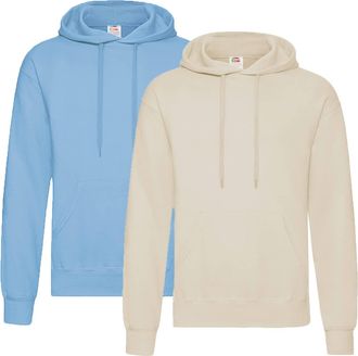 Fruit Of The Loom Herren Kapuzenpullover S M L XL XXL 3XL 4XL 5XL auch Sets, 1x Pastellblau + 1x Natur + 1x HL-Kauf Notizblock, XXL