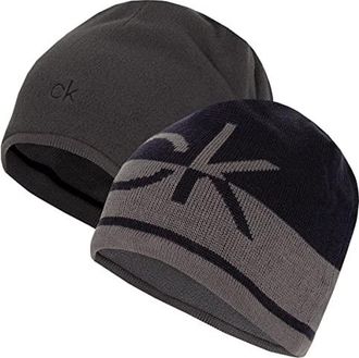 Calvin Klein Bonnet en Tricot réversible CK pour Hommes de Marine/Charbon - Taille Unique