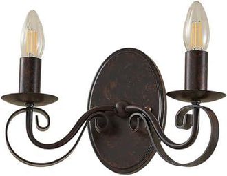 Lucande Applique Murale Caleb &agrave; intensit&eacute; variable (Traditionnel) en Marron M&eacute;tal e. a. pour Couloir (&agrave; 2 lampes, E14) Lampe Eclairage Luminaire Mural