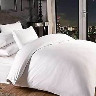 Emma Barclay Vivente Home Bedding Fitted Sheet Extra Deep 16 Satin Stripe 1000 Thread Count, White, King