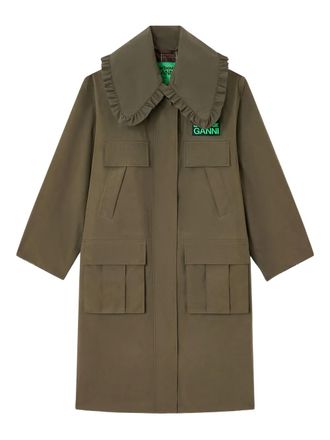 Ganni manteau &agrave; volants - Vert