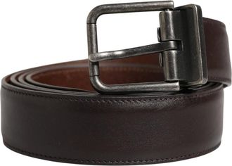 Dolce & Gabbana Homme, Accessoires, Brun, Taille: ONE Size Classic Leather Metal Buckle Belt