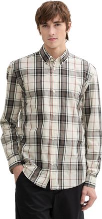 Tom Tailor Herren Relaxed Fit Hemd mit Karomuster, 36749 - Wool White Smoke Rose Check, XL
