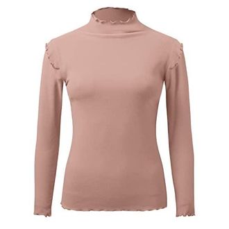 Generic sous Pull Femme Haut Thermique Femme sous Pull Thermique Femme Doux Glamour T Shirt Thermique Col Roul&eacute; C&ocirc;tel&eacute; Bross&eacute; Basique Cozy Et Styl&eacute; pour Super