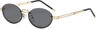 Generic Lunettes de soleil vintage à monture ovale punk pour hommes et pour femmes, lunettes de soleil pour vacances en plein air pour célébrités Internet (co