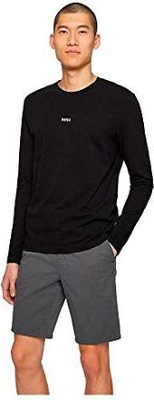BOSS Hommes TChark T-Shirt en Coton Stretch à Manches Longues et Logo imprimé