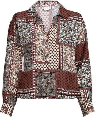 Vila Blouse col V droite imprim&eacute;e