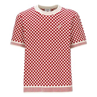 Casablanca T-shirt Manches Courtes &agrave; Carreaux - Homme - Pulls - Rouge - Taille: M