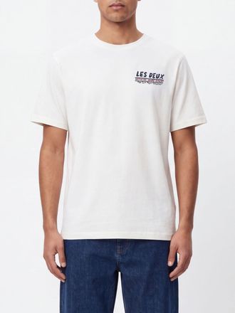 Les Deux T-shirt en coton avec imprim&eacute; graphique et logo contrastant sur la poitrine