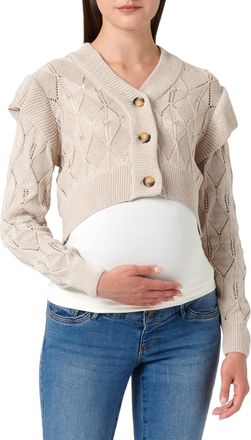 Mama Licious Damen Mlnewdaisy L/S Cropped Knit Cardigan, Silver Mink, M
