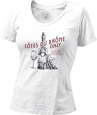Fabulous T-Shirt Femme Col V C&ocirc;tes du Rh&ocirc;ne Only Vin Bouteille France