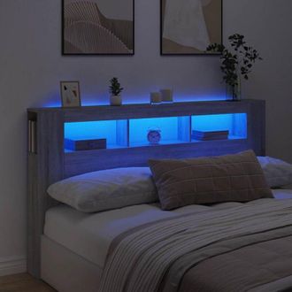 vidaXL LED-Kopfteil Grau Sonoma 180x18,5x103,5 cm Holzwerkstoff Vidaxl