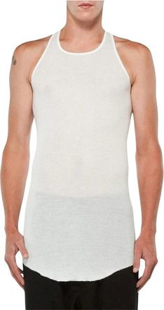 Rick Owens Homme, Tops, Blanc, Taille: L Basic Rib Tank