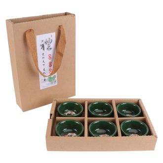 BESPORTBLE Krakelierte Keramik Teetassen Satz 6 Dunkelgr&uuml;n mit Fischform Boden Schonend f&uuml;r Brautpaare und Hochzeitsfeiern