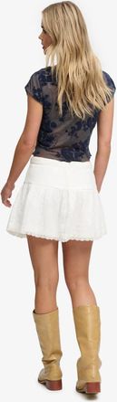 Superdry Mini-jupe avec bordures en broderie anglaise - Blanc optique