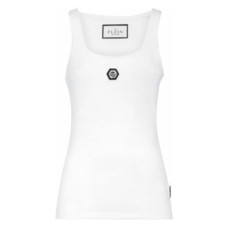 Philipp Plein Femme, Tops, Blanc, Taille: 46 FR Modal Tank Top
