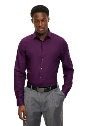 Olymp Herren Oberhemd Langarm 073464,Twill,Level 5 Body fit (15.05.2015 - F16),Modern Kent,aubergine 98,43