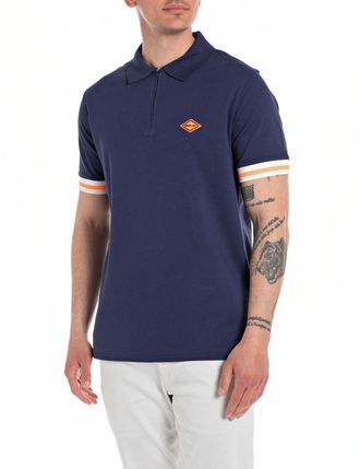 Replay Herren Poloshirt Kurzarm Stretch Piquet, Navy Blue 880 (Blau), L