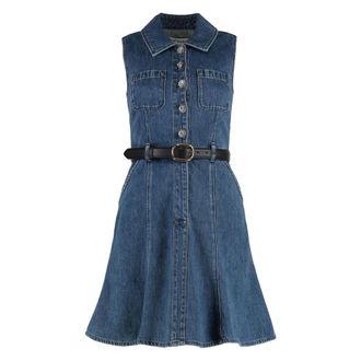 Self Portrait Femme, Robes, Bleu, Taille: 34 FR Robe en Denim avec Boutons D&eacute;coratifs et Poches