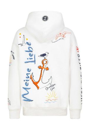Eight2Nine Kapuzenpullover Damen Hoodie Kapuzenpullover allover K&uuml;stenprint Sweater, Kapuzensweatshirt mit seitl. Eingrifftaschen