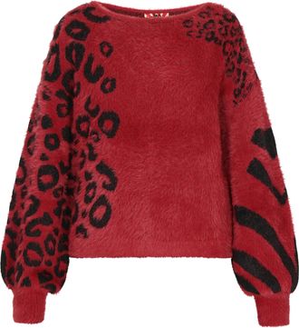 Mymo Pullover Frauen burgunderrot schwarz