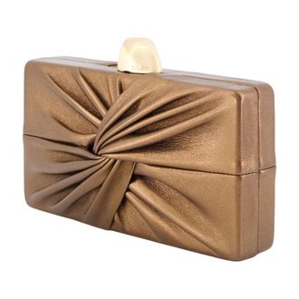 Cult Gaia Womens Lisse Clutch Brown Calfskin