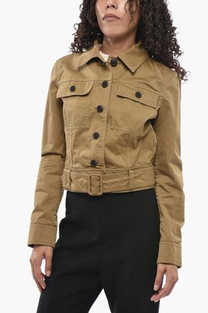 Saint Laurent Cropped-Jacke Aus Legegro-Baumwolle Mit G&uuml;rtel Saint Laurent