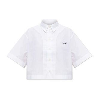 Kenzo Kurzes Hemd mit gesticktem Logo - - Blouses & Shirts - Damen - Wei&szlig; - M