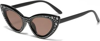 Generic Lunettes de soleil tendance oeil de chat pour femme, rouge/marron, Taille unique