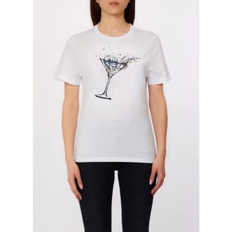 Liu Jo Femme, Tops, Blanc, Taille: 44 FR T-shirt avec imprim&eacute; et appliqu&eacute;s