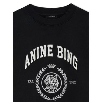 Anine Bing Logo-Print Cotton Sweatshirt - Black