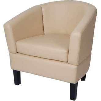 Hhg [NEUWERTIG] Lounge-Sessel HHG-864, Sessel Clubsessel Cocktailsessel, MVG-zertifiziert Kunstleder creme