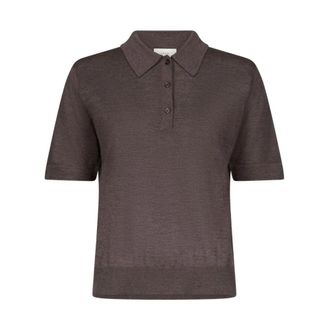 Loulou Studio Femme, Tops, Brun, Taille: 42 FR Polo Fin &agrave; Manches Courtes