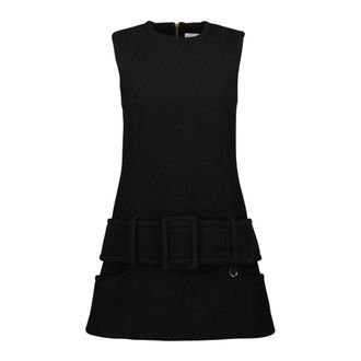 Patou Femme, Robes, Noir, Taille: 38 FR Robe sans manches en laine avec ceinture
