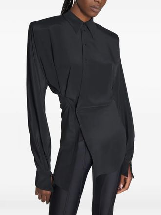 MUGLER chemise asym&eacute;trique &agrave; &eacute;paules matelass&eacute;es - Noir
