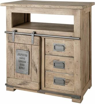 Massivmoebel24 Commode 80x45 Manguier laqu&eacute; blanchi railway 310