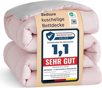 Bedsure Couette 155x220 Quatre Saisons Toute lAnn&eacute;e - Couette sans Housse 155x220cm 300GSM - 4 Saisons Reversible Rose/Gris, Duvet Doux et Chaud pour Allergiq