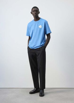 Mango T-shirt 100 % coton imprim&eacute; bleu - Homme - XXL - MANGO MAN