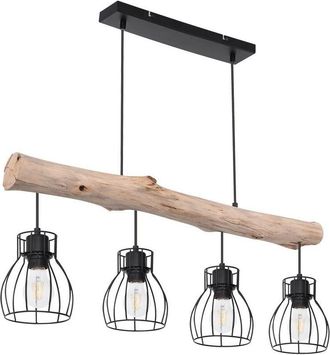Globo Lighting Design Decken Hänge Leuchte Holz Balken Pendel Spot Ess Zimmer Retro Gitter Lampe Globo 15326-4N