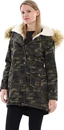 Malito more than fashion Malito Parka à capuche pour femme | Veste dhiver avec fourrure synthétique | Manteau doublé | Veste - Trench Coat 81099, Military-81108, M