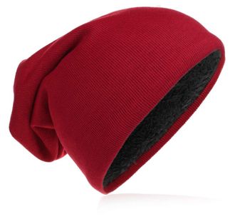 Miobo Kinder Jersey Slouch Beanie Long warme M&uuml;tze Unisex Unifarbe Trend Winter GBMU-Weinrot-M