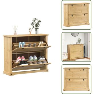 vidaXL Vidaxl - Schuhschrank Corona 99x32x85 cm Massivholz Kiefer - Holzschuhschrank - Schuhregal - Kofferraumorganisation - Garderobe - Einbauschrank