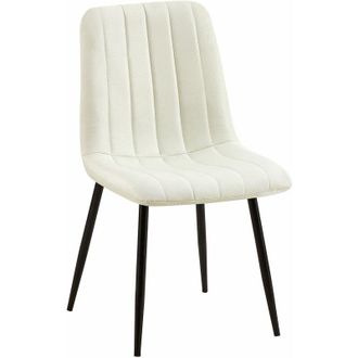 Clp Chaise de salle &agrave; manger moderne en rayures verticales matelass&eacute;es diff&eacute;rentes couleurs colore : Cr&egrave;me